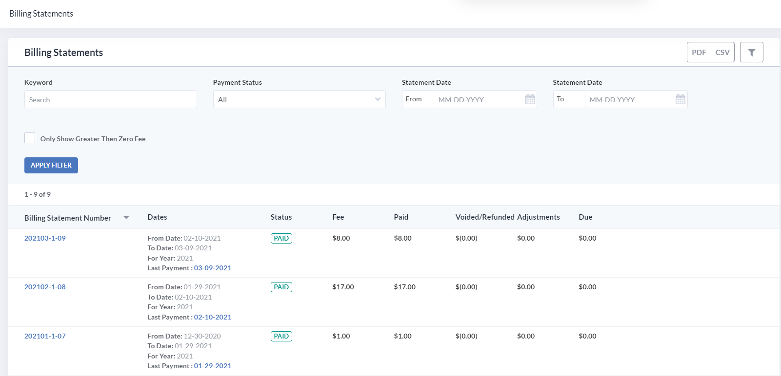 Manage Billing Statements – ValueLink Connect