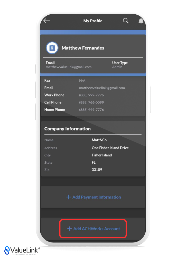 How to Add ACHWorks Account – ValueLink Connect