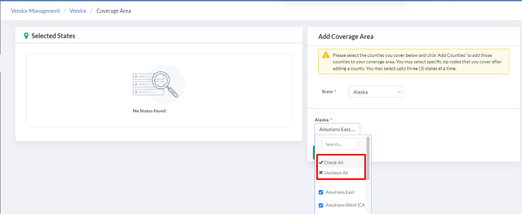 Add/Edit Coverage Area to your Vendor Profile – ValueLink Connect