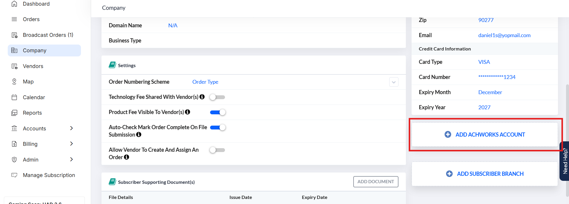 Adding ACHWORKS Account Information to the System – ValueLink Connect
