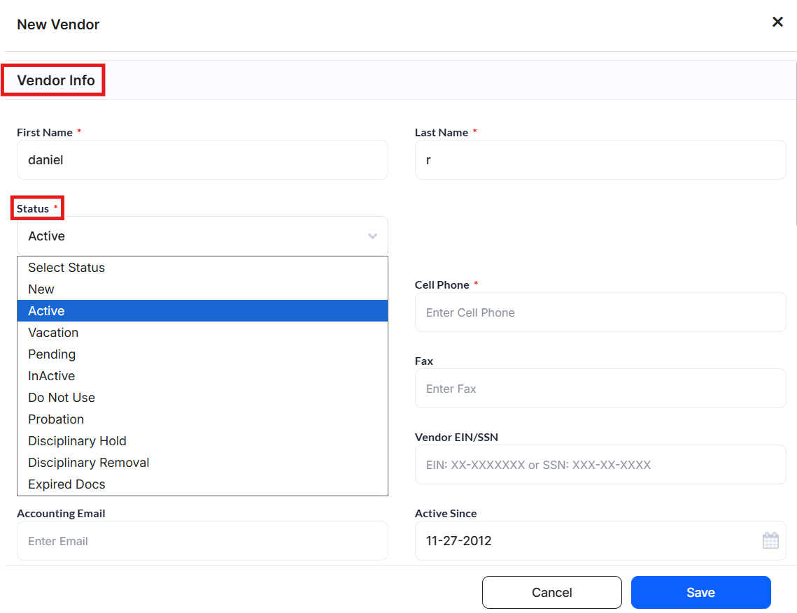 Setting up Vendors in the System – ValueLink Connect
