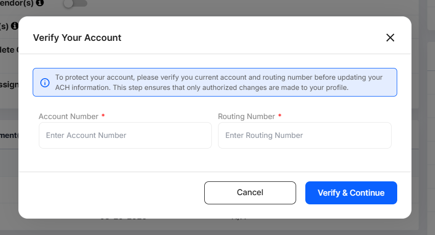 Editing ACHWORKS Account Information to the System – ValueLink Connect